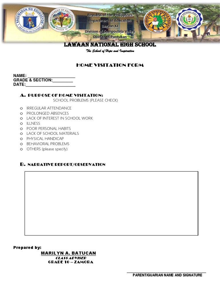 Parent-Teacher Home Visit Form | PDF