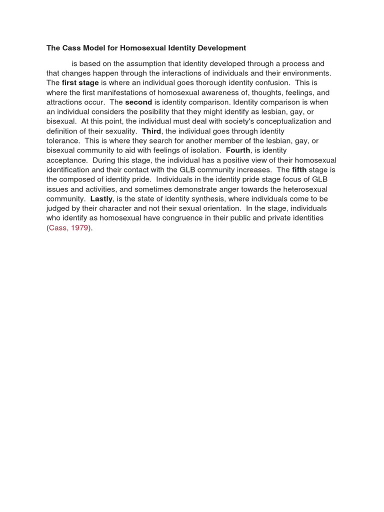 The Cass Model For Homosexual Identity Development | PDF | Social Science