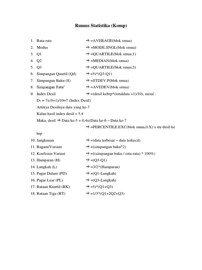 Rumus Statistika | PDF | Metode & Bahan Ajar