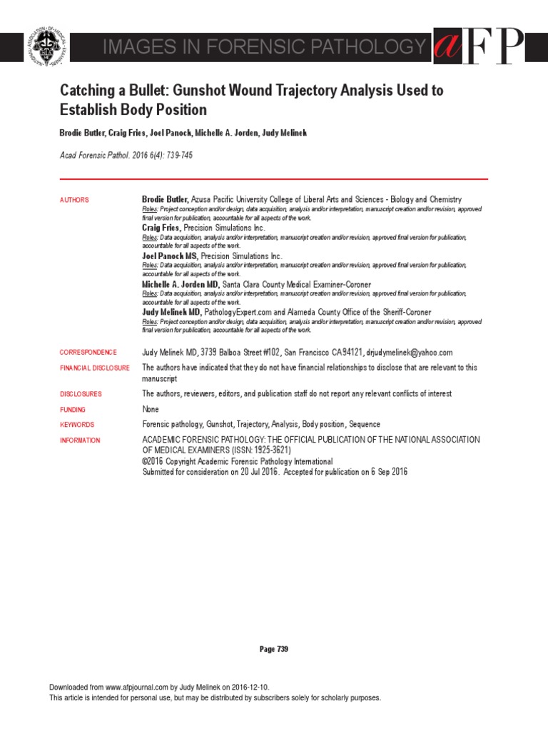 Images in Forensic Pathology: Catching A Bullet: Gunshot Wound ...