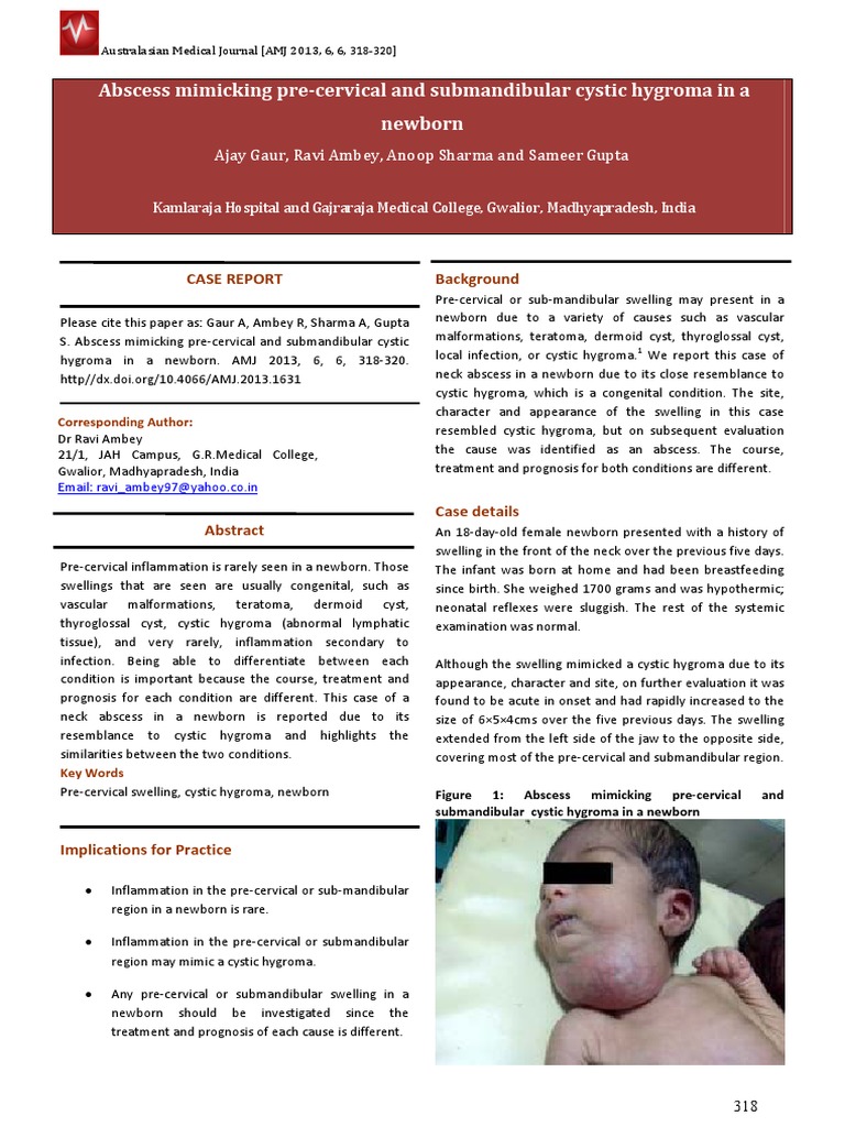 An Unusual Case: Differentiating Between a Neck Abscess and Cystic ...