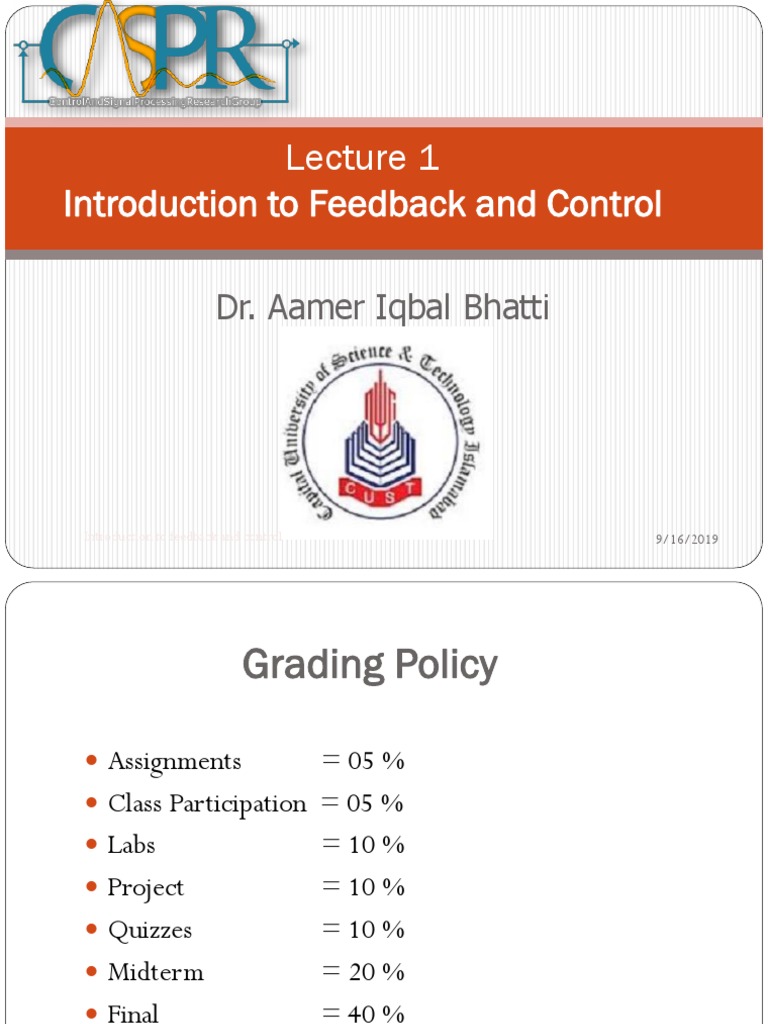 LST Lect 1 | PDF | Control Theory | Feedback