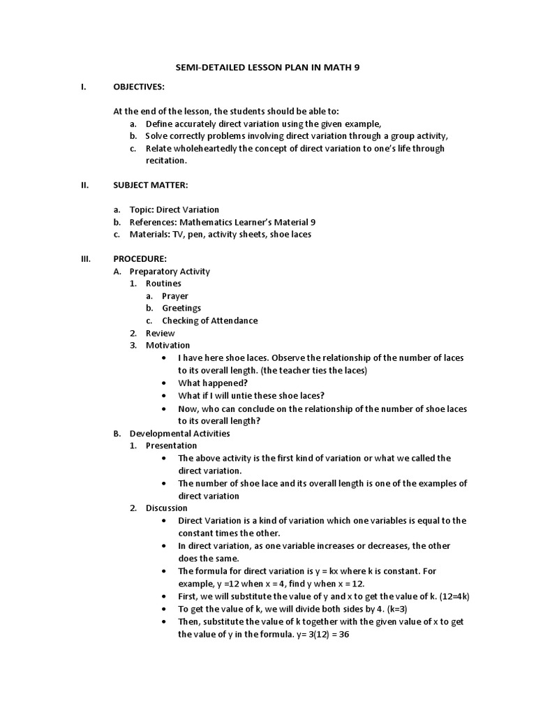 1st LP in Math 9 | Download Free PDF | Teaching Mathematics | Cognition