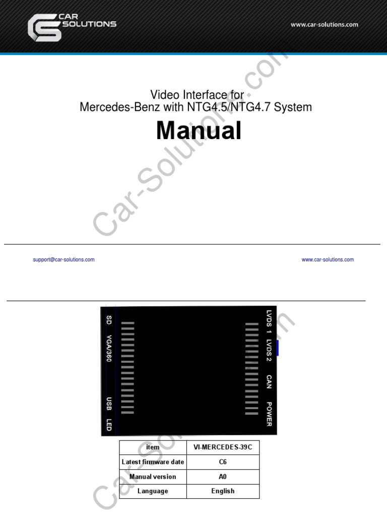 Video Interface Mercedes-Benz Ntg4.5-7 Manual | PDF | Android ...