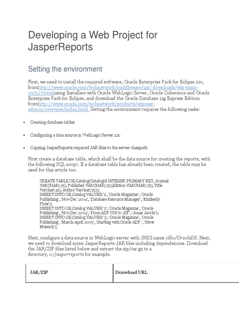 Developing A Web Project For JasperReports | PDF | Java Server Pages ...