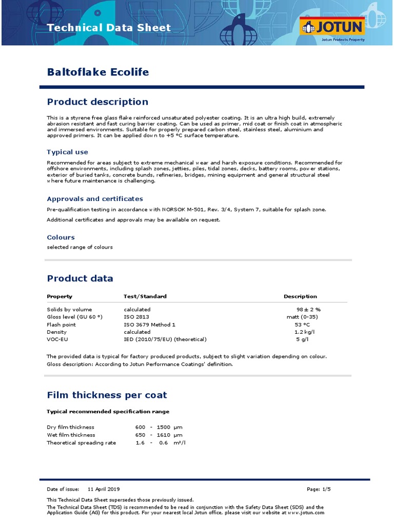 Baltoflake Ecolife Technical Data Sheet | PDF | Paint | Materials
