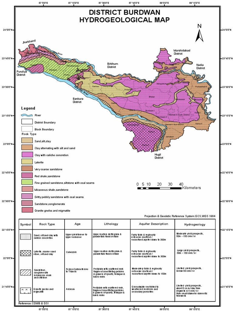 District Burdwan Hydrogeological Map: Legend | PDF | Sandstone | Aquifer