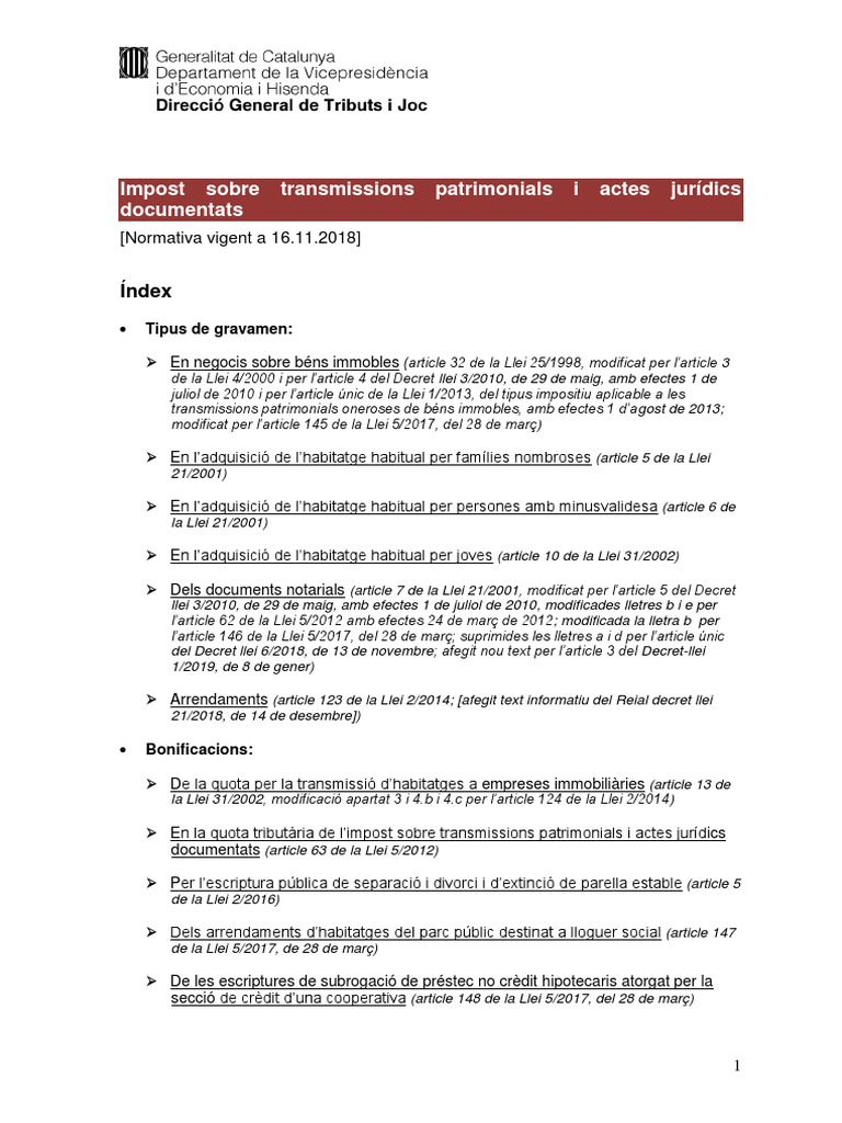 Text Acordat Impost Transmissions Patrimonials | PDF