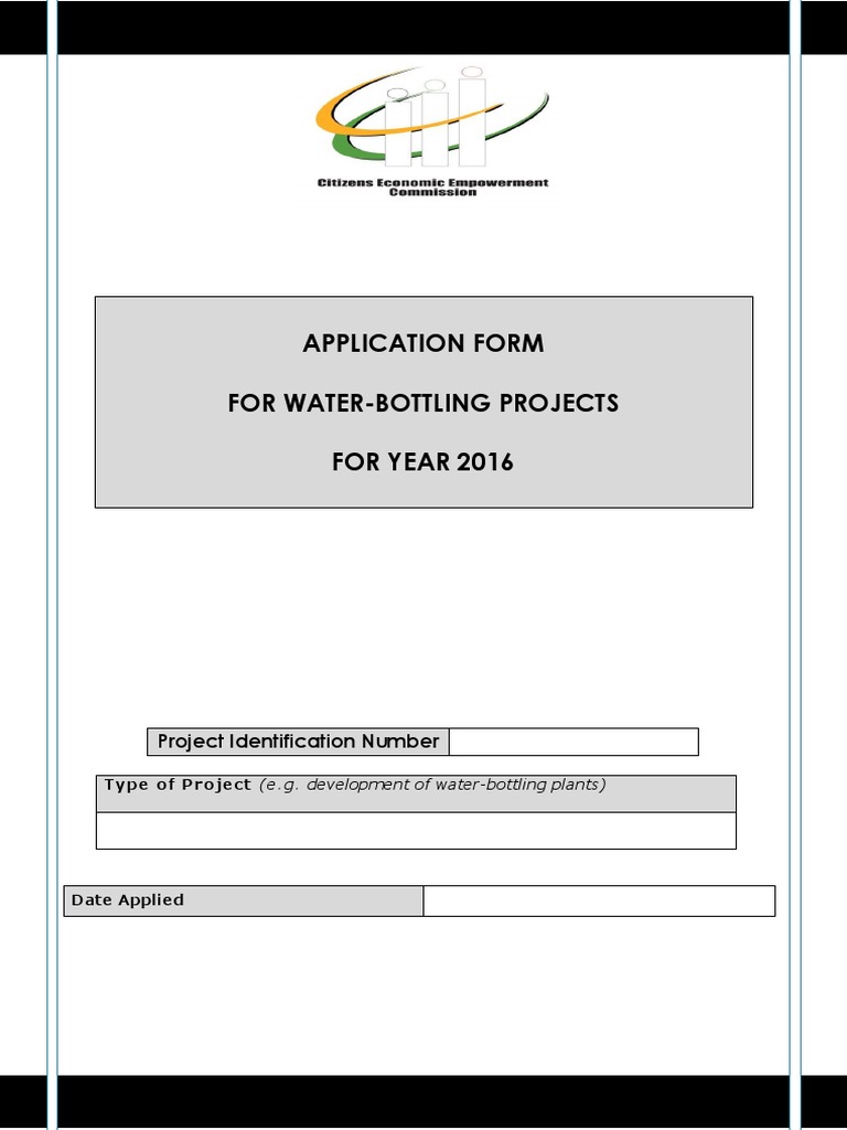 Application Form For Water-Bottling Projects For Year 2016: Project ...