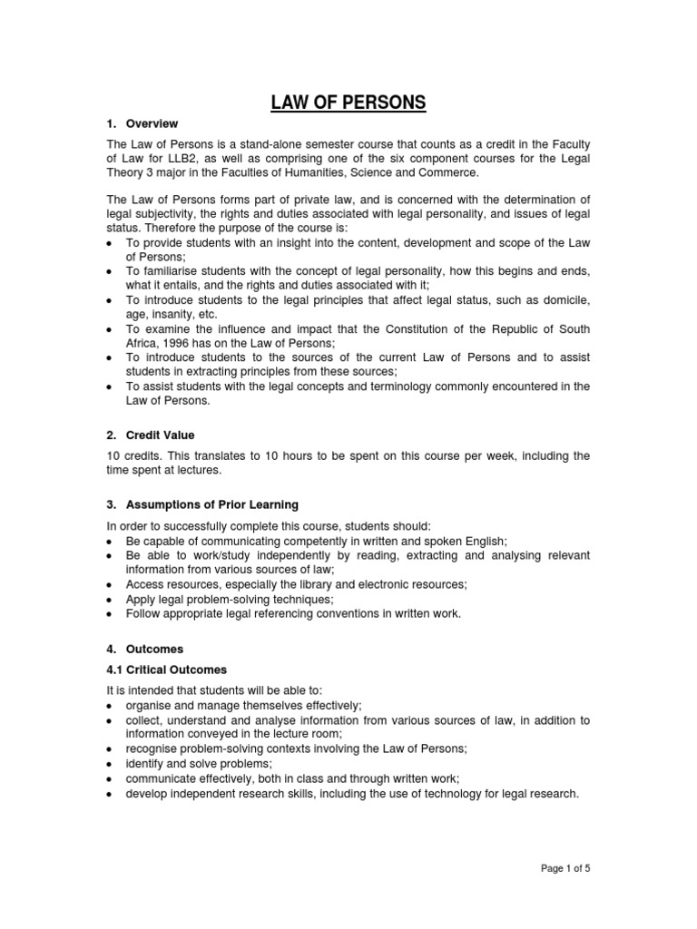 Law of Persons | PDF | Test (Assessment) | Lecture