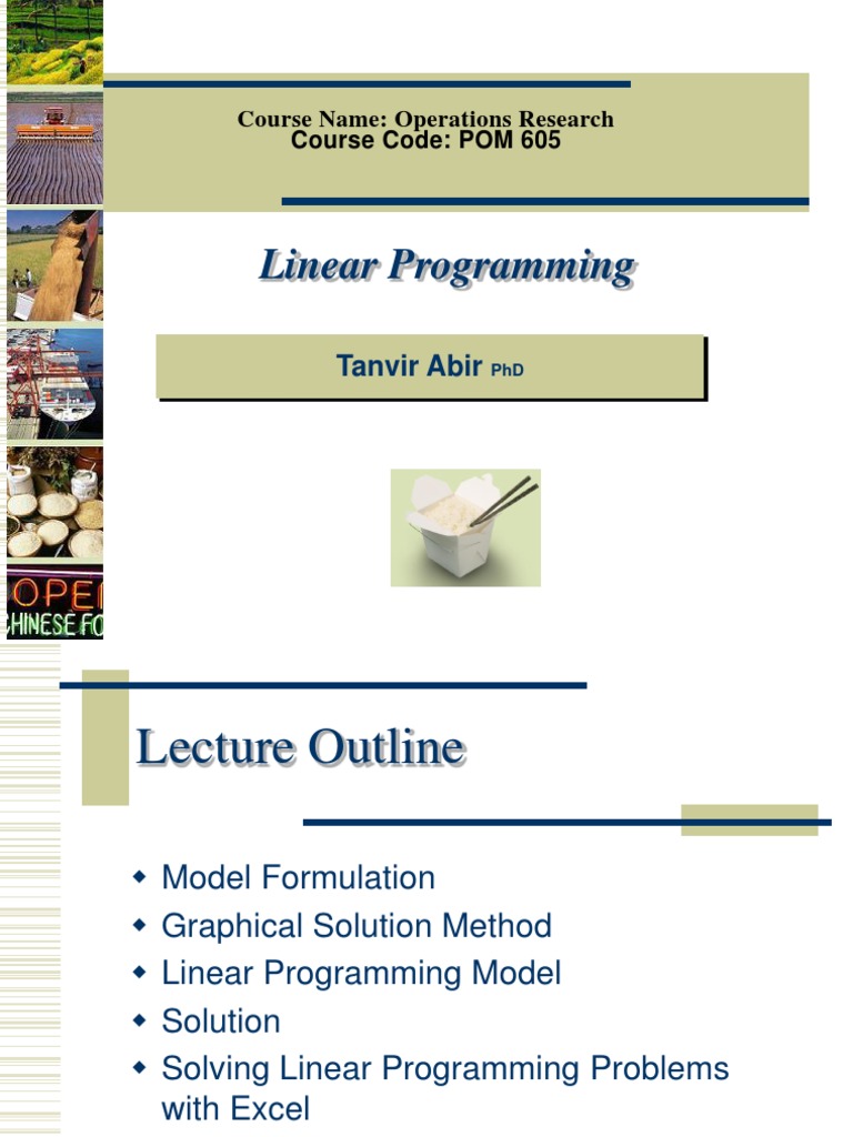 LinearProgramming R T Second Class | PDF | Sensitivity Analysis | Mathematical Optimization