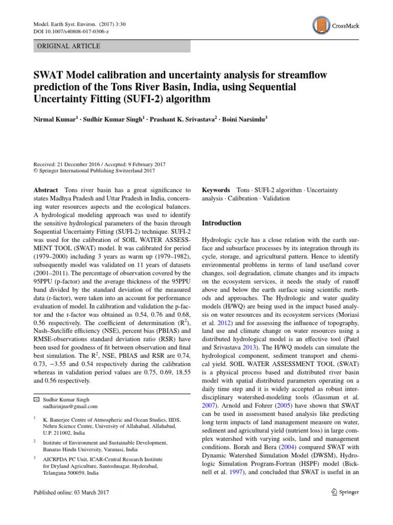 SWAT Model Calibration and Uncertainty Analysis For Streamflow ...