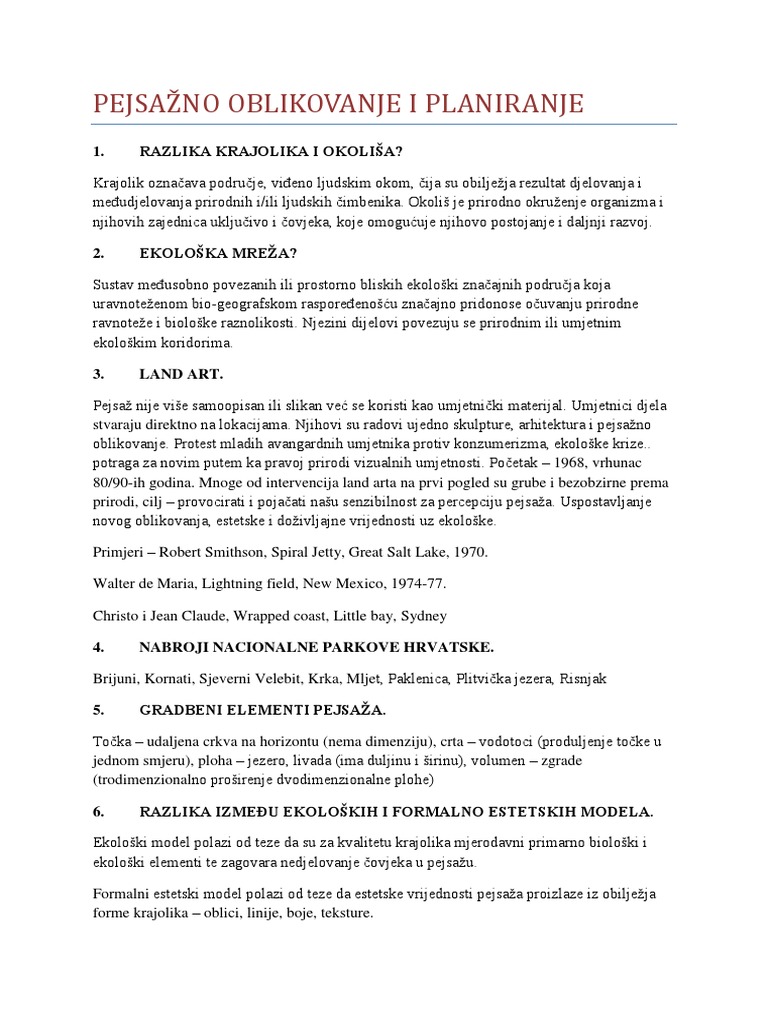 Pejsažno Oblikovanje I Planiranje | PDF