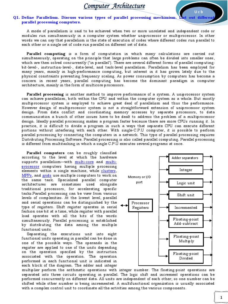 Computer Architecture Assignment PDF | PDF | Parallel Computing ...