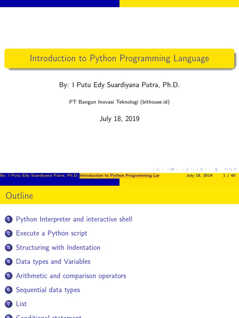 Introduction To Python Pdf Variable Computer Science Python Programming Language