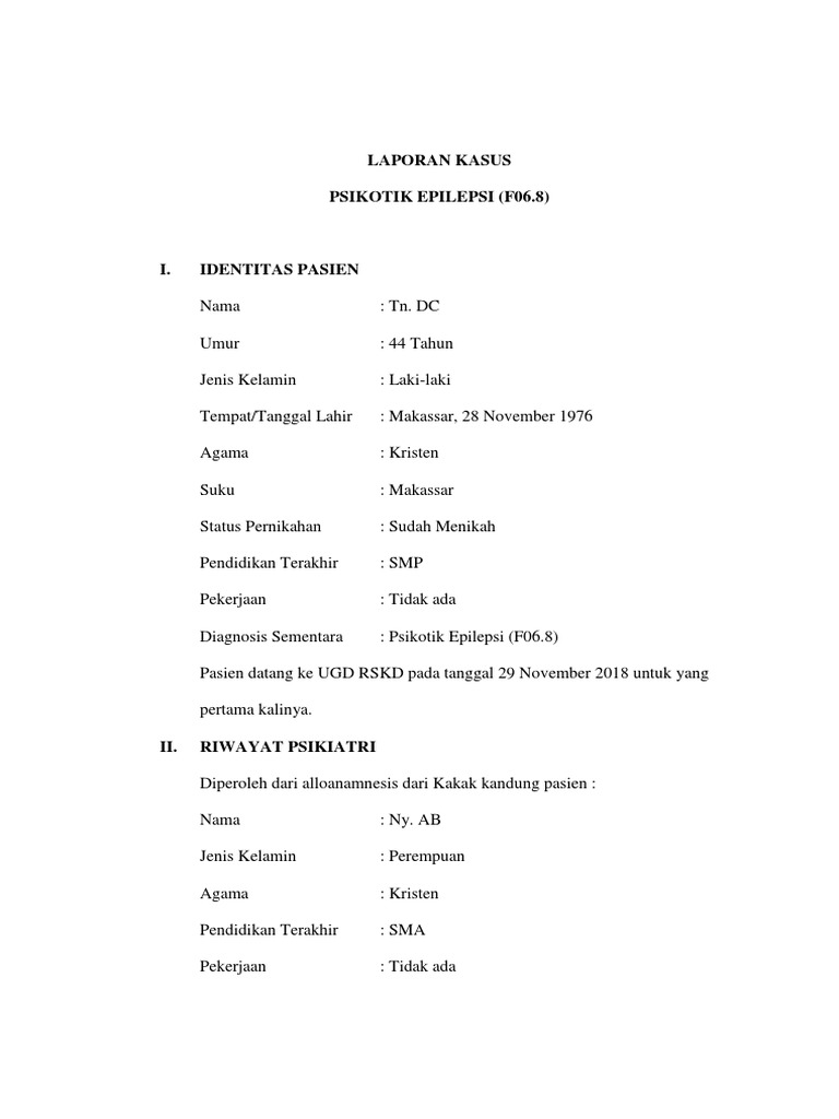 Lapsus Psikotik Epilepsi | PDF