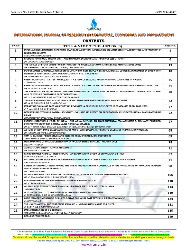 Ijrcm 3 Evol 1 - Issue 2 - Art 6 PDF | PDF | Risk Management | Credit
