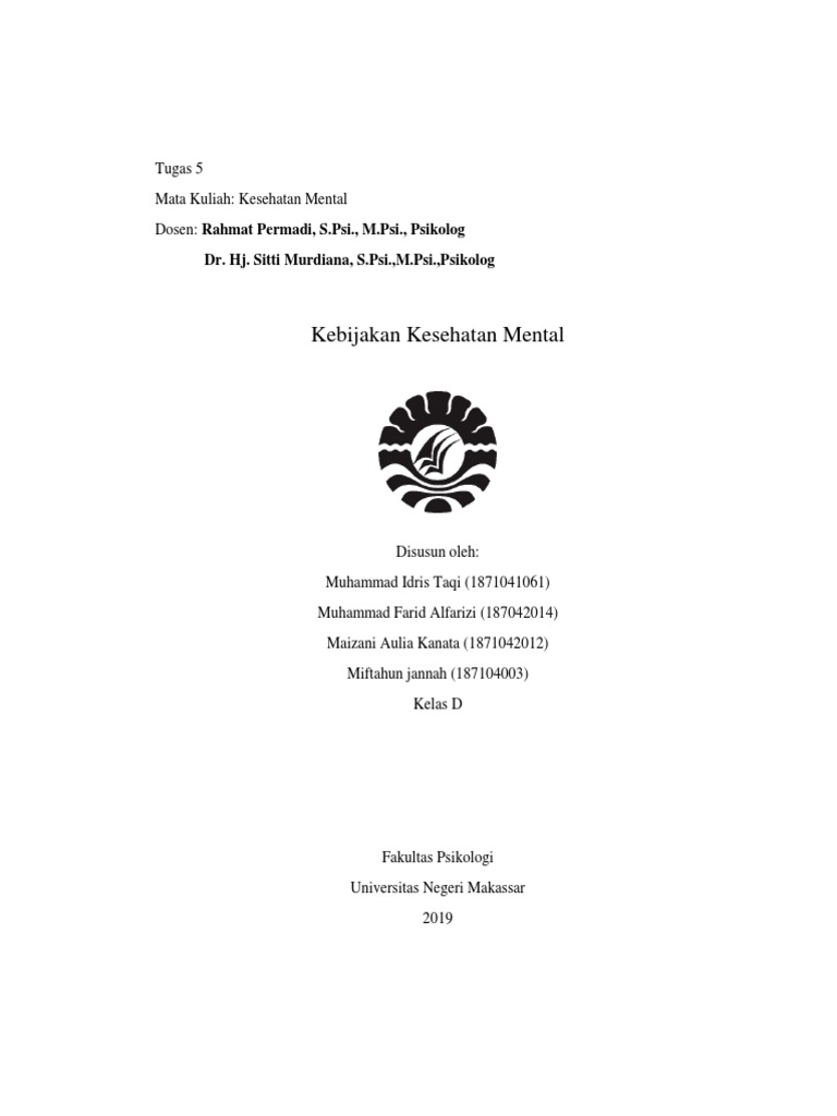 Kebijakan Kesehatan Mental | PDF | Pengembangan Diri