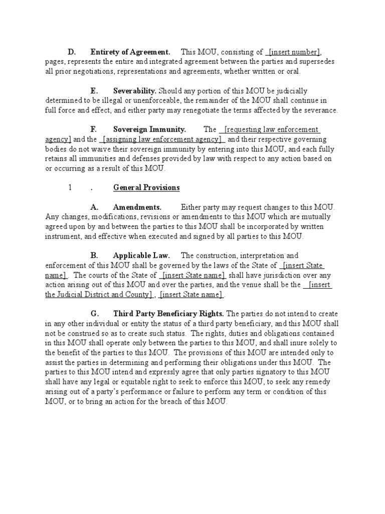 D. Entirety of Agreement | PDF | U.S. State | Sovereign Immunity