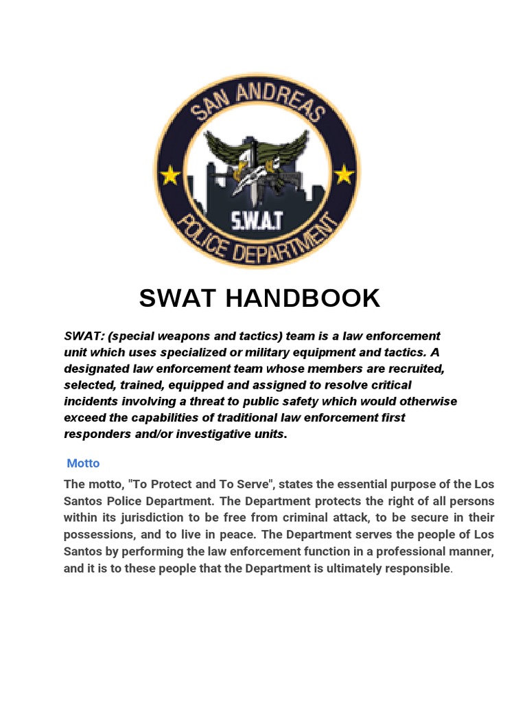 Swat Handbook | PDF | Swat | Police