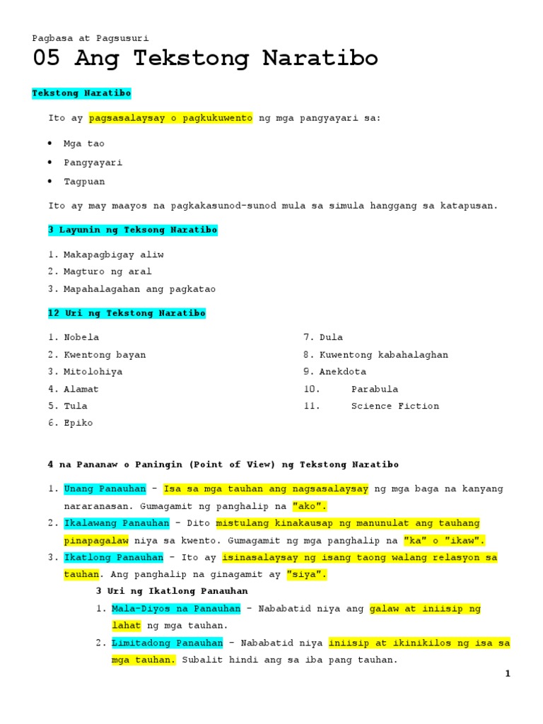 05 Ang Tekstong Naratibo | PDF