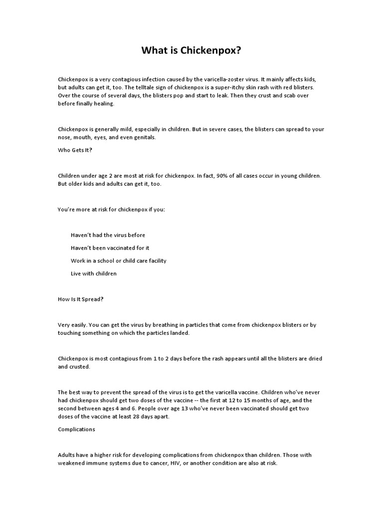 What Is Chickenpox | PDF