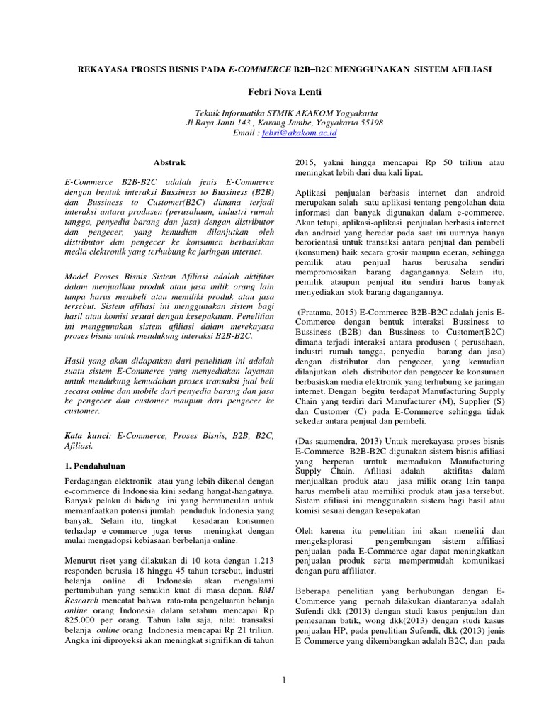 Optimasi Afiliasi E-Commerce B2B-B2C | PDF | Pengelolaan Keuangan ...