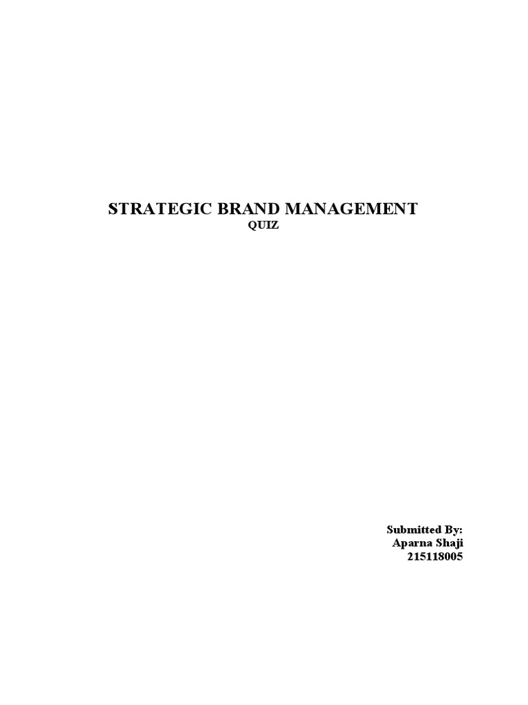 SBM Quiz | PDF | Brand Management | Brand