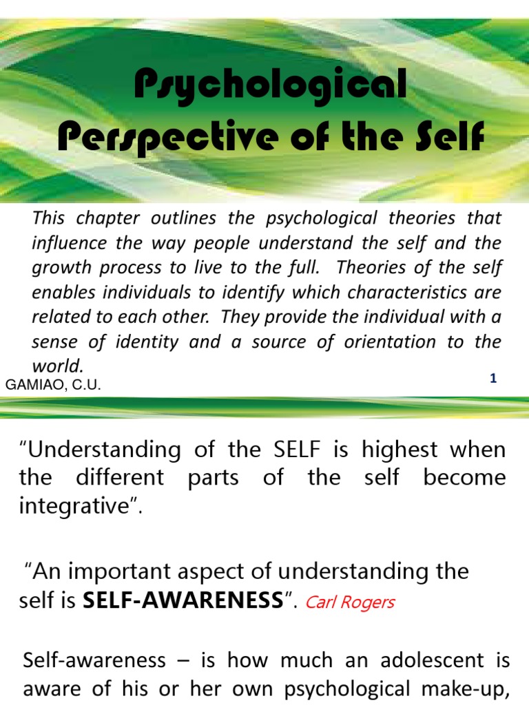 Psychological Perspective of the Self: Gamiao, C.U | Id | Self