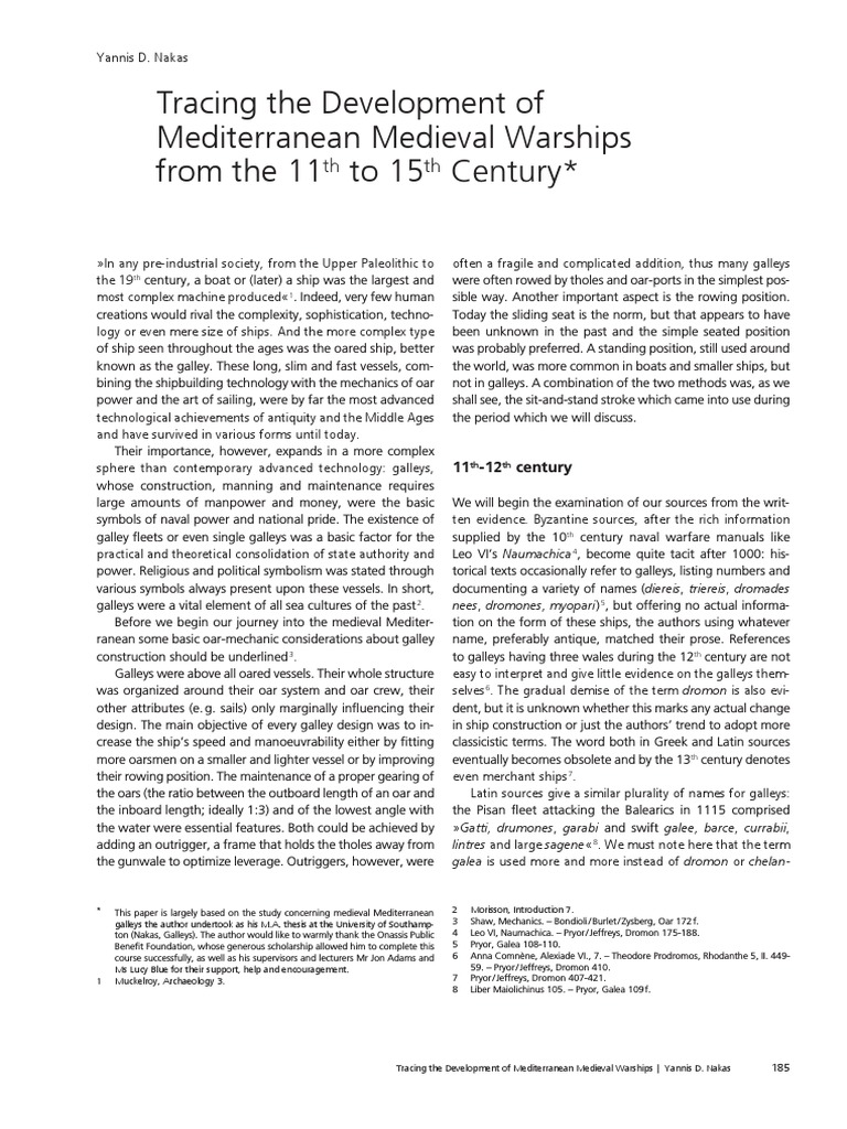 Tracing The Development of Mediterranean Medieval Warships From The ...