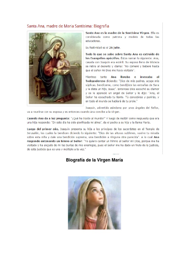 Biografía de La Virgen María | PDF | María, madre de Jesús | Cristo ...