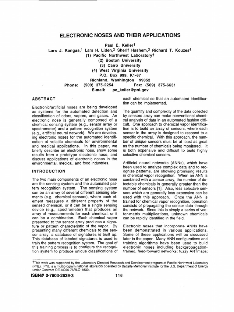 Electronic Noses: Using Sensor Arrays and Neural Networks for Automated Chemical Detection in ...