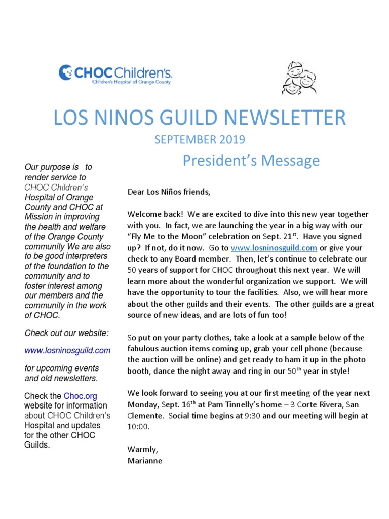 Los Ninos Guild Newsletter - Sept 2019 | PDF