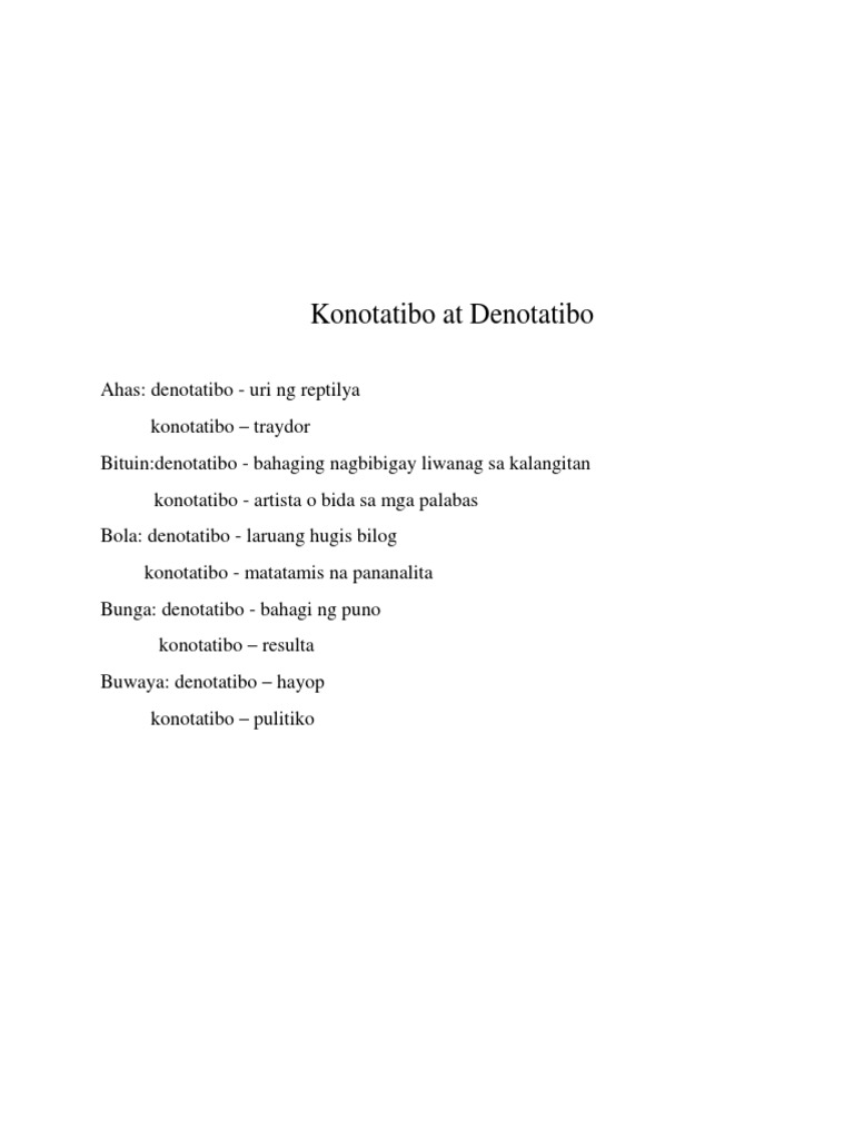 Konotatibo at Denotatibo | PDF