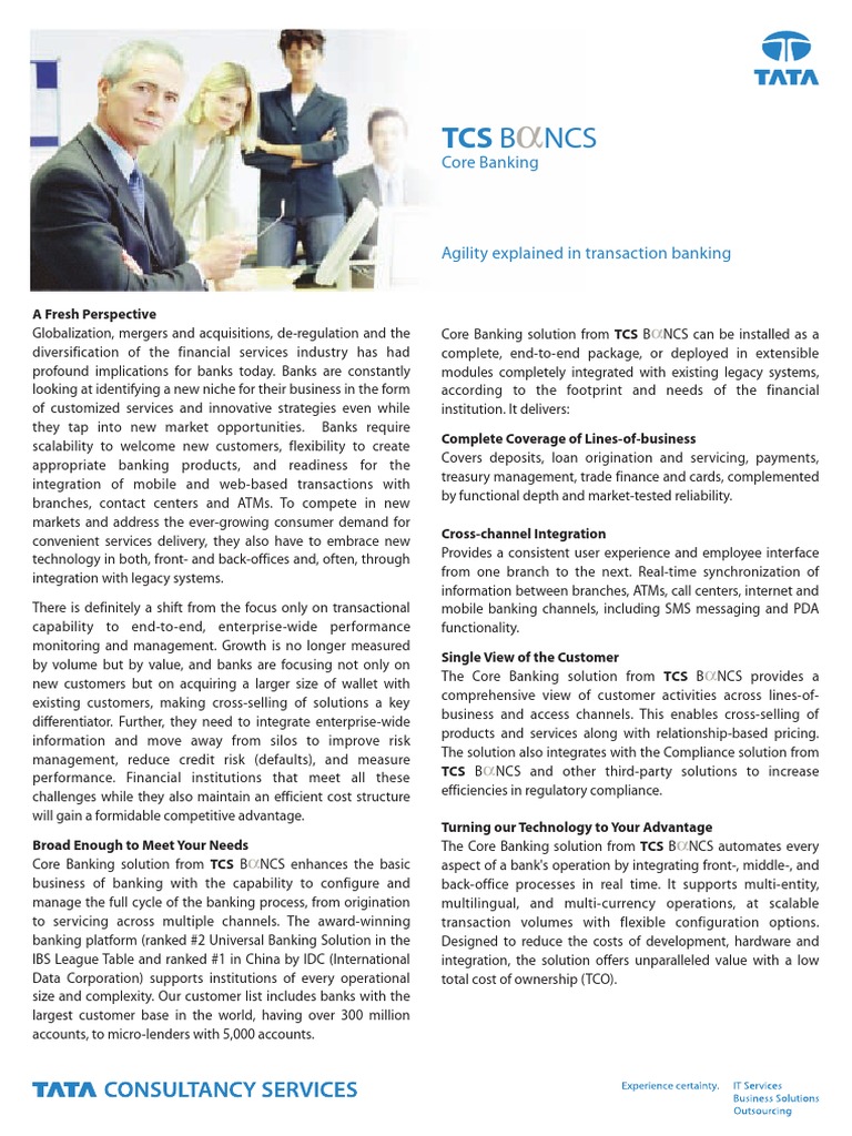 TCS Bancs Core Banking 09 2009 | PDF | Banks | Automated Teller Machine