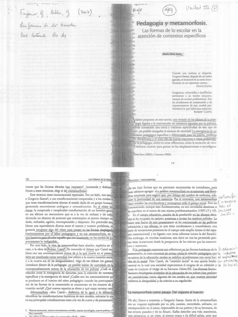 Silvia Serra Pedagogía y Metamorfosis | PDF