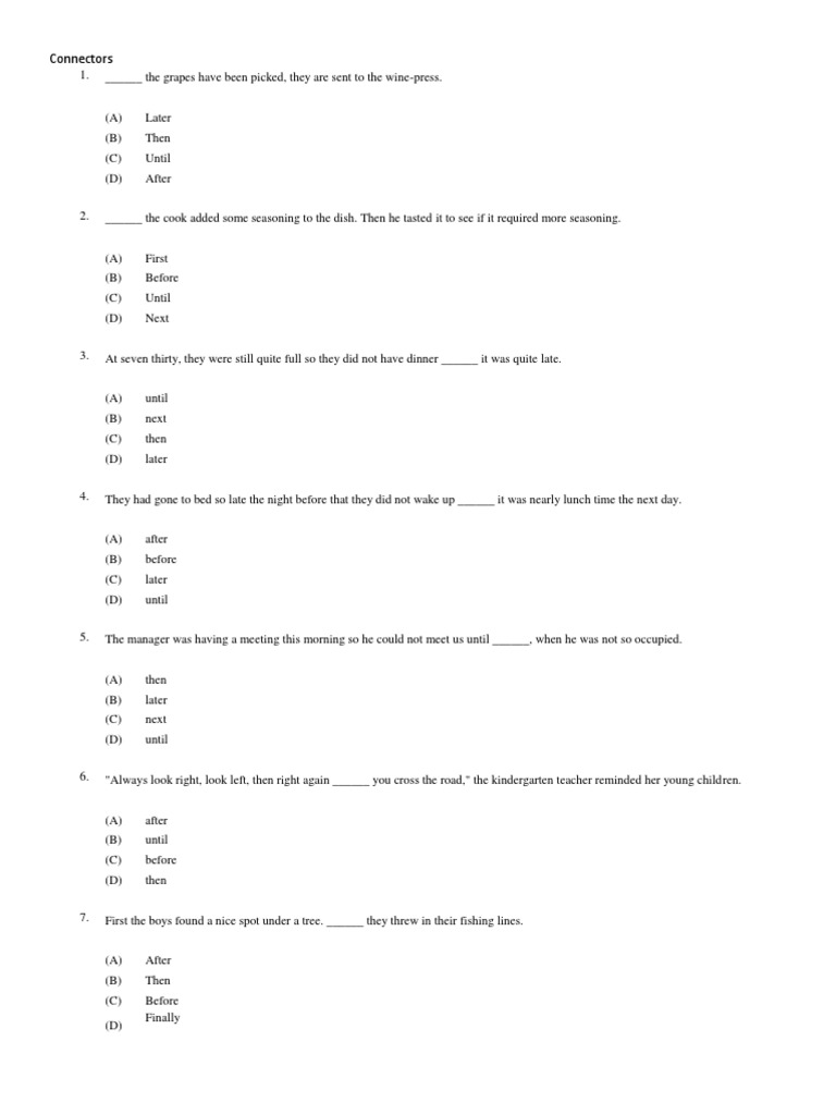 Connectors Practice | PDF
