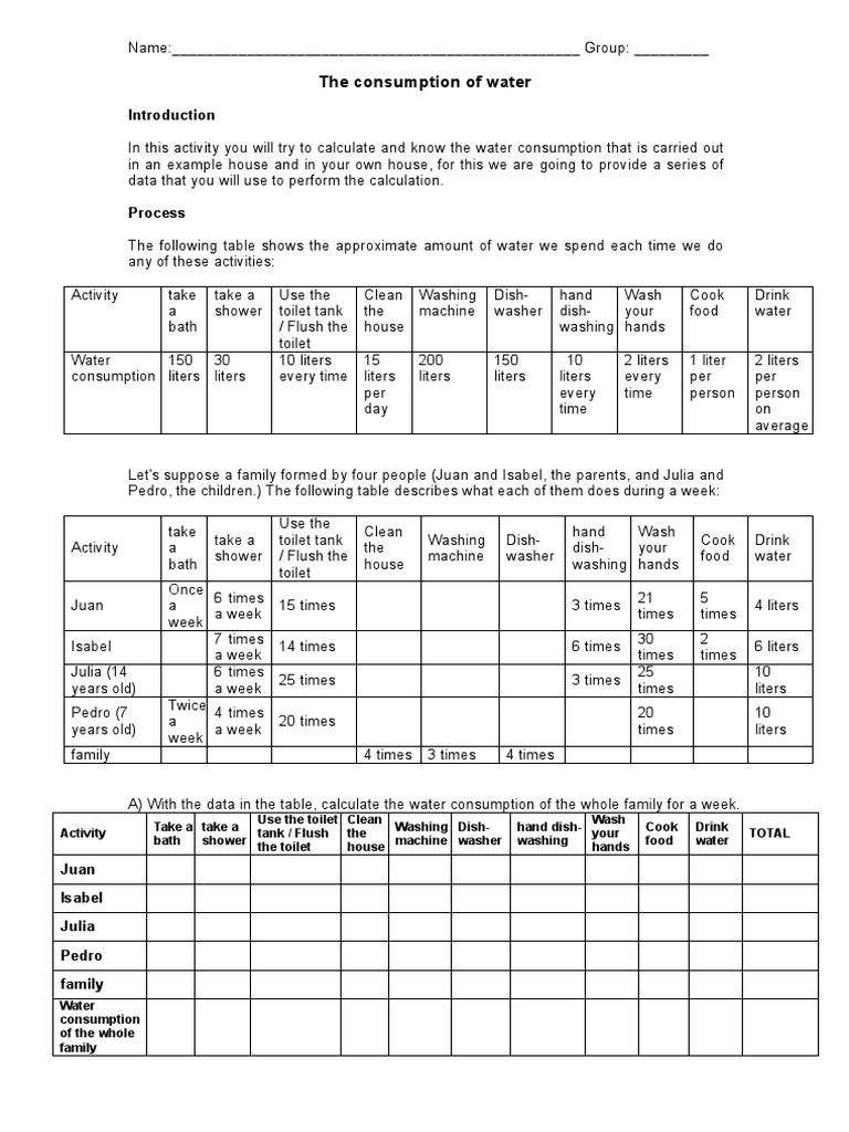 Water Consumption Analysis: Calculating and Comparing the Weekly Water ...