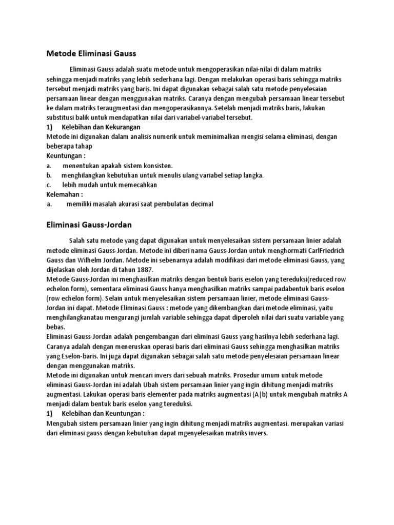 Metode Eliminasi Gauss | PDF