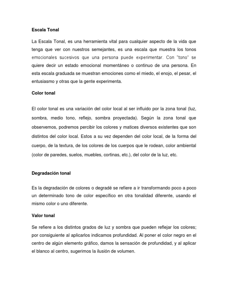 Escala Tonal: Luz, Color y Emoción | PDF | Rojo | Color