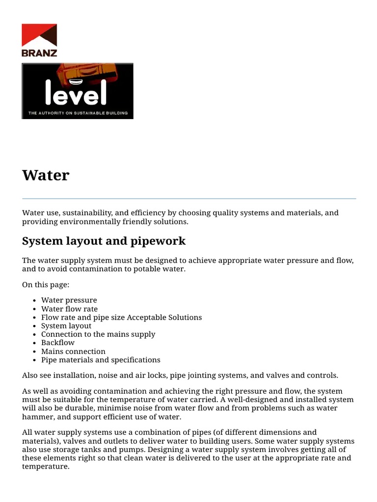 Design and Layout of Pipes For Water Supply To A Building PDF | PDF ...