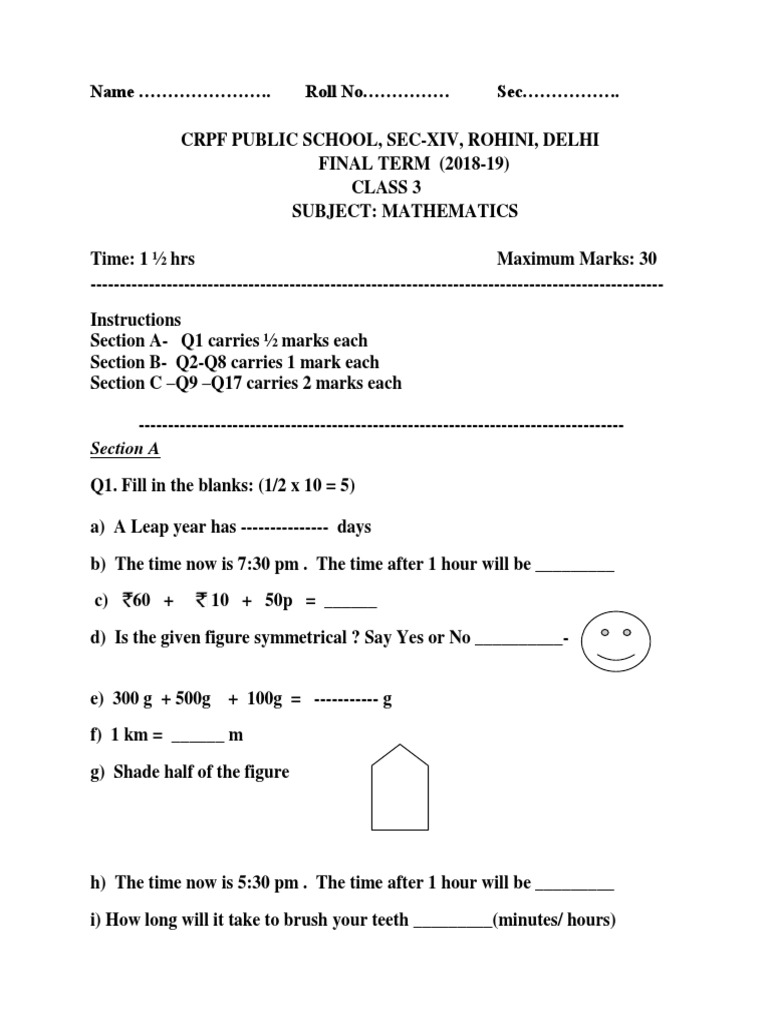 Final Term 3 Maths 2019 | PDF | Teaching Mathematics | Nature