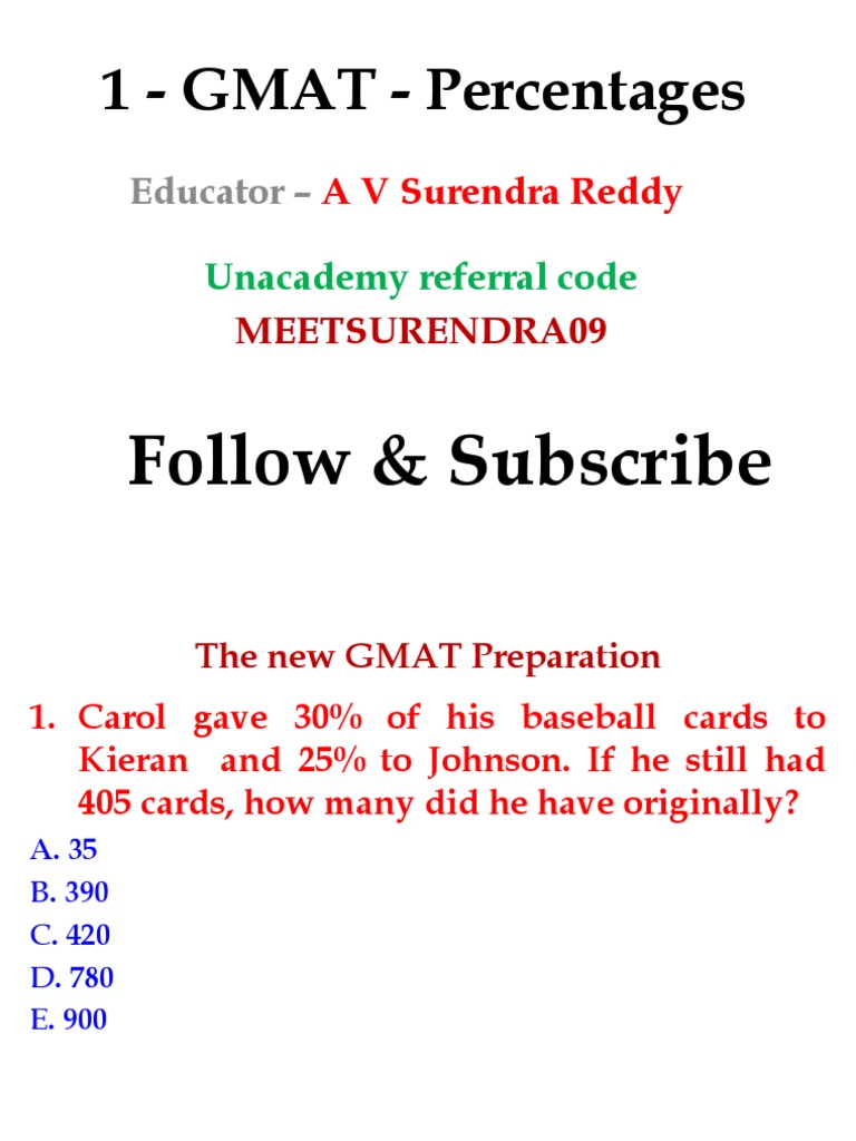 GMAT - Percentage With Solution | PDF | Percentage | Salary