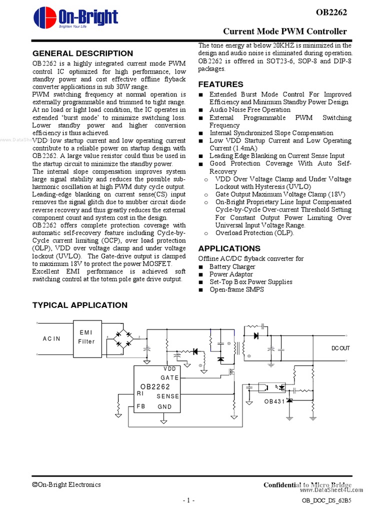 Ob2262 Datasheet | PDF | Mosfet | Field Effect Transistor