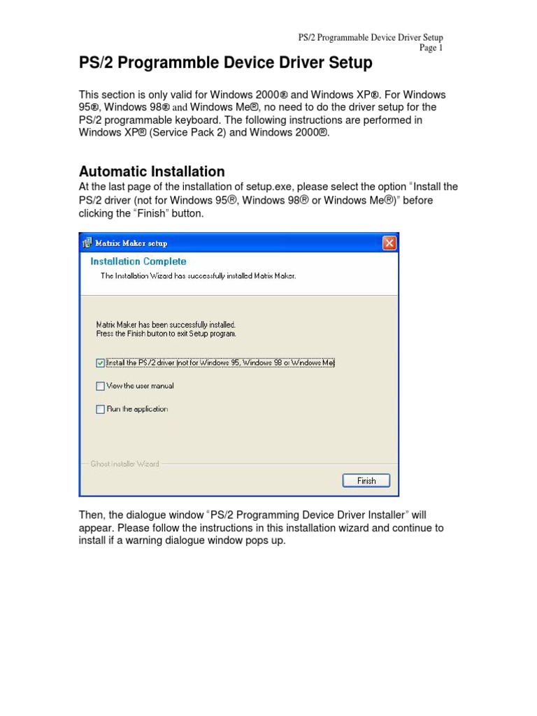 PS2 Keyboard Driver Setup Manual | PDF | Windows 2000 | Microsoft Windows