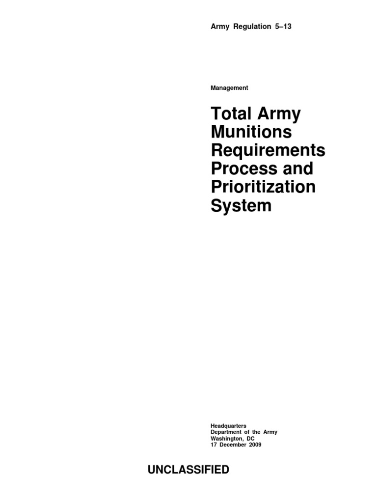 AR 5-13 Total Army Munitions Requirements Process and Prioritization ...
