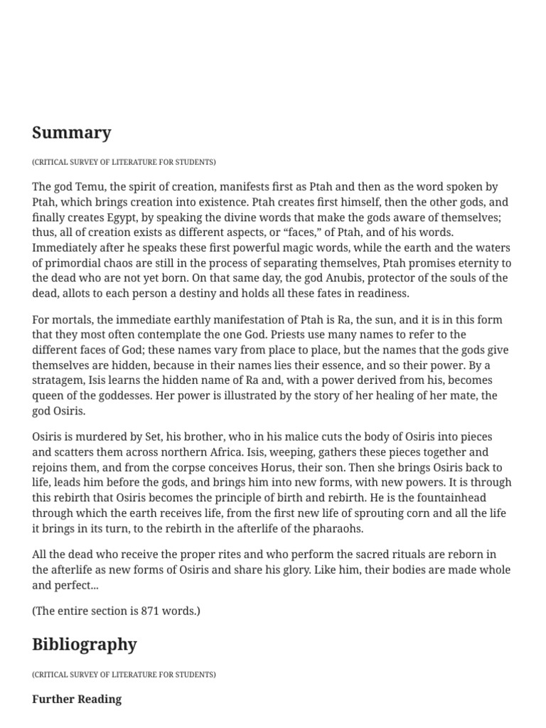 The Book of The Dead Summary | PDF | Osiris | Ancient Egyptian Religion