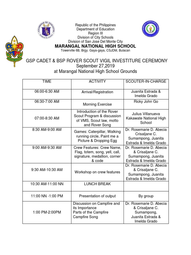 GSP Cadet & BSP Rover Scout Ceremony | PDF | Outdoor Recreation | Scouting