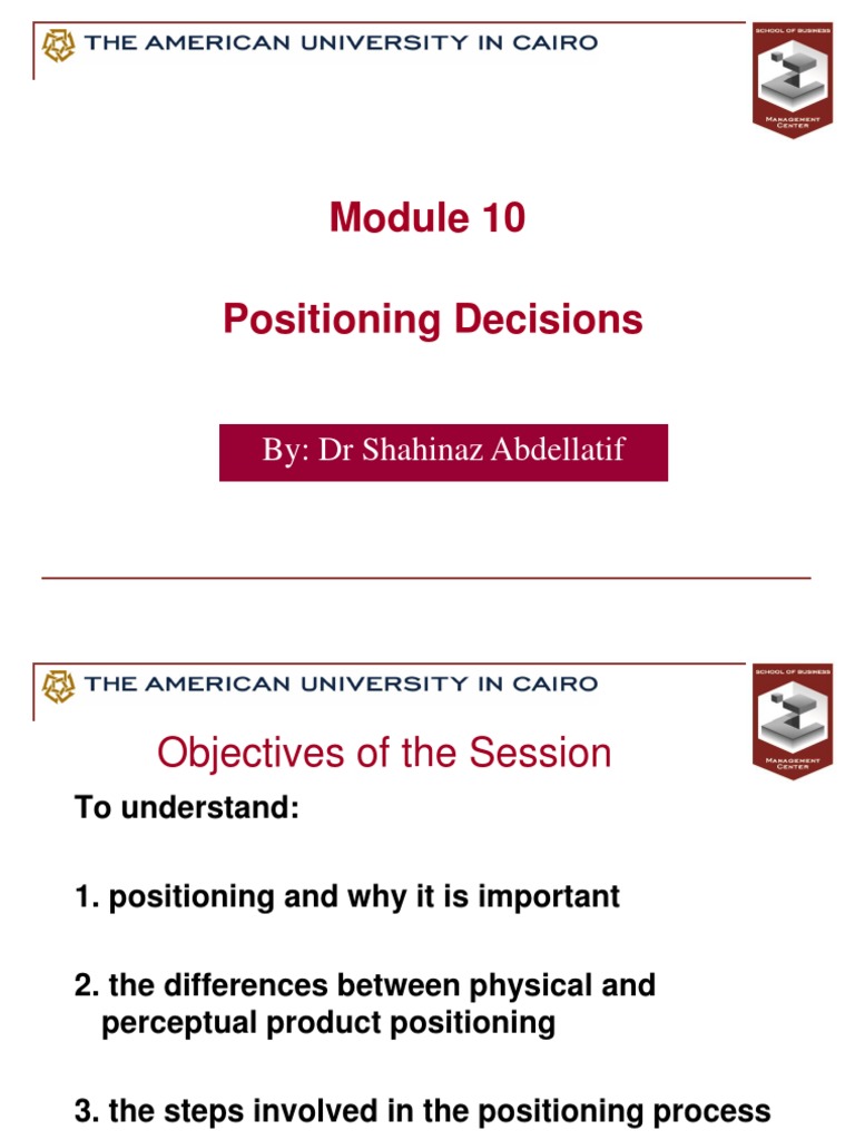 Positioning Decisions: By: DR Shahinaz Abdellatif | PDF | Brand ...