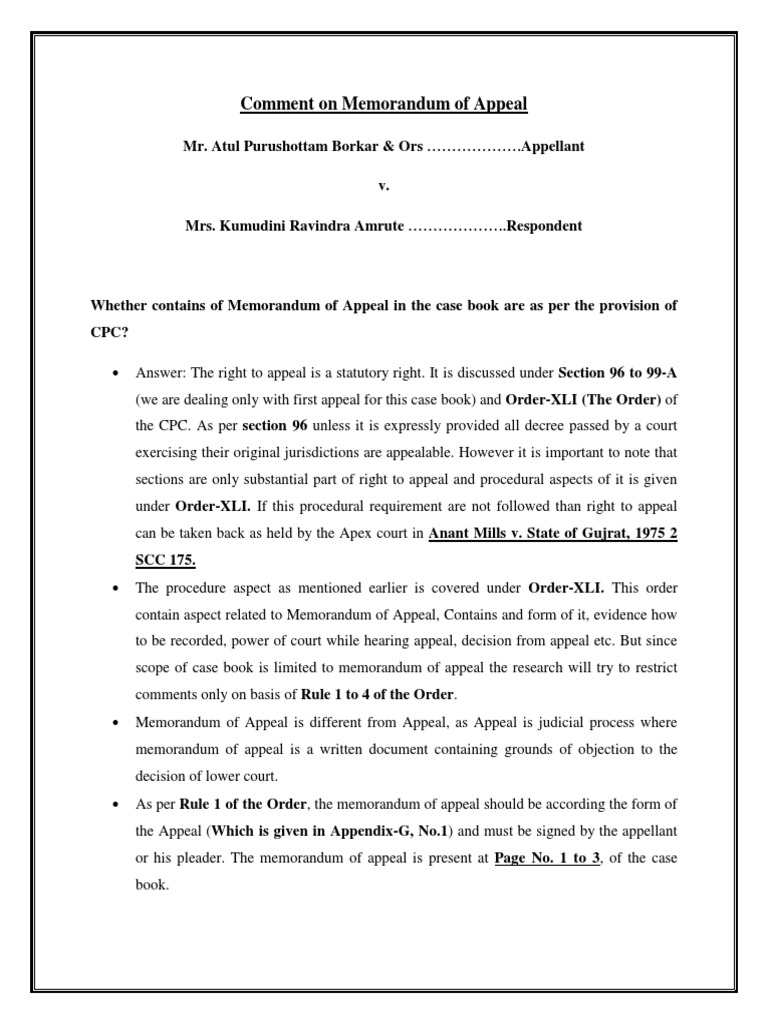 CPC Appeal Memo | PDF | Judgment (Law) | Appeal